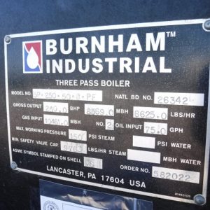 250 HP BURNHAM STEAM BOILER 2000 - Firstech Services