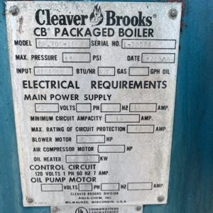 100 HP CLEAVER BROOKS 1980 BOILER - Firstech Services