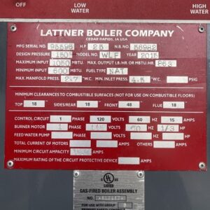 *25 HP LATTNER STEAM BOILER 2015 - Firstech Services